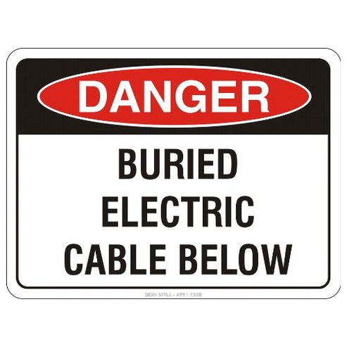 Danger – Buried Electric Cable Below Sign – Sign Style